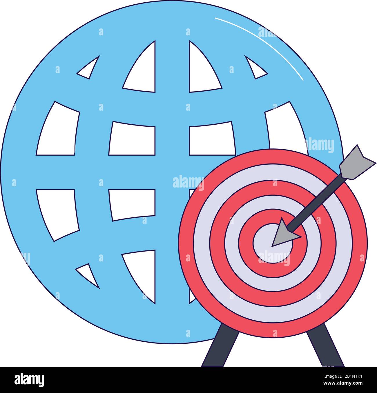 global sphere and target icon over white background, vector ...