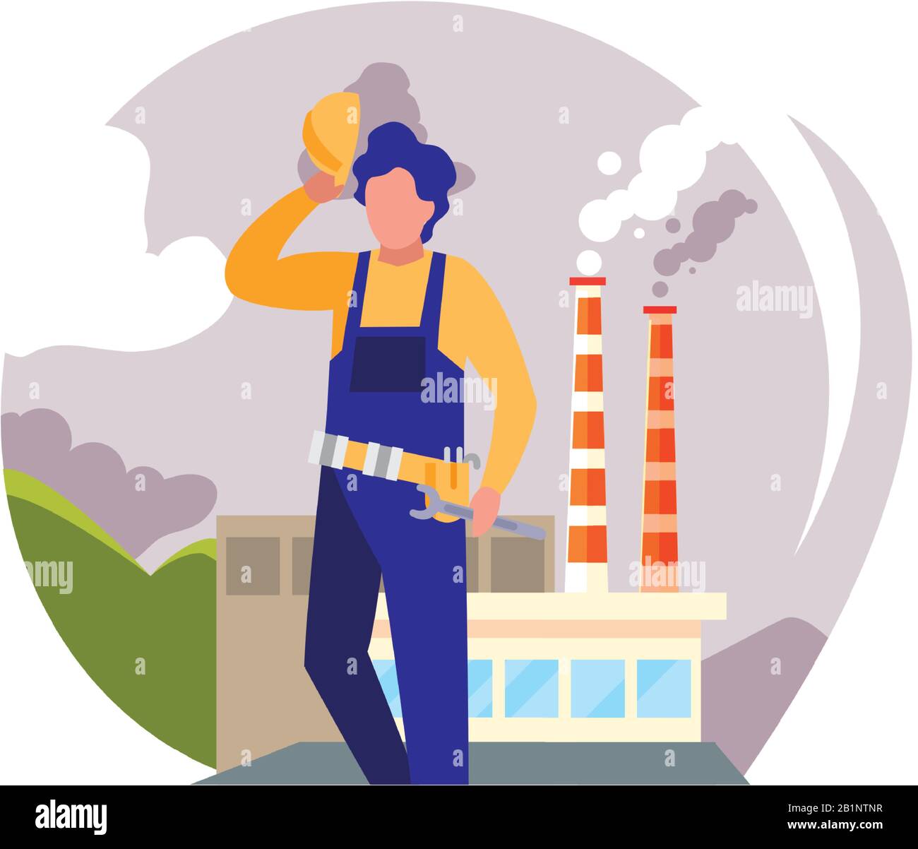 technician man in uniform with equipment on white background vector ...