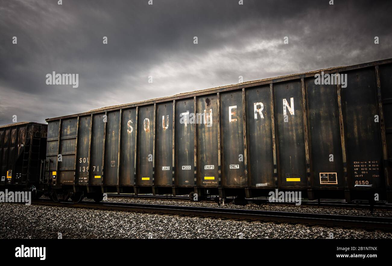 A train stops for a break during a large storm Stock Photo - Alamy