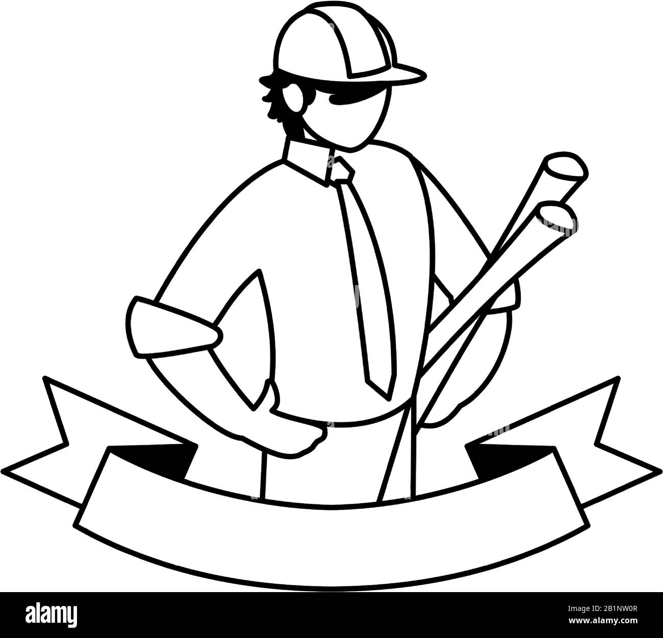 engineer man with work tools on white background vector illustration ...