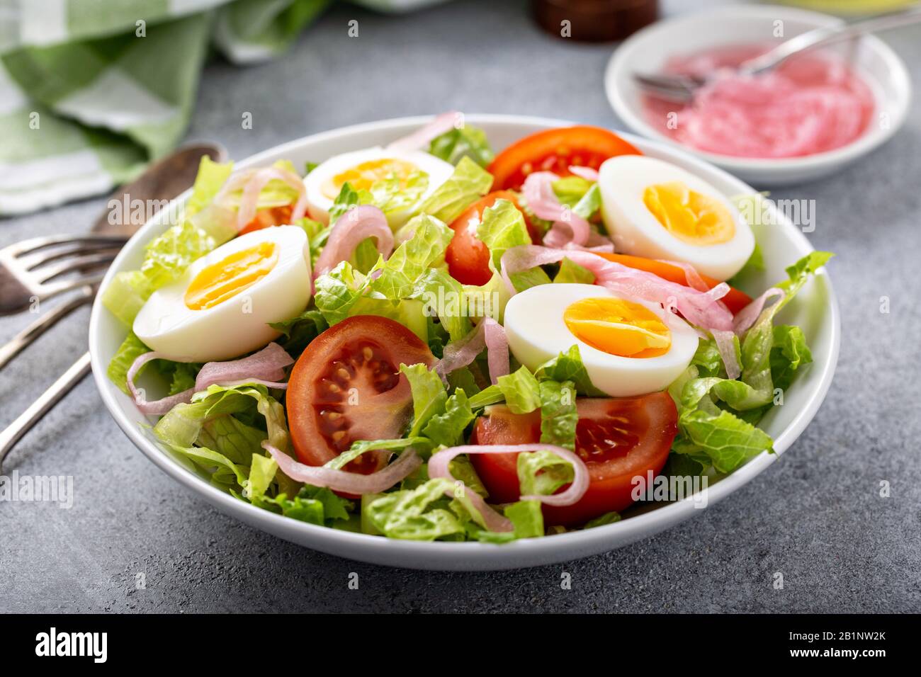Spring vegetable salad with boiled eggs Stock Photo - Alamy