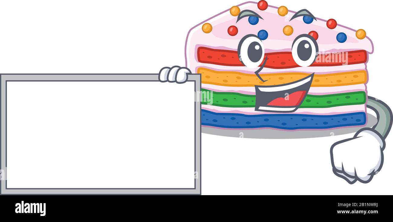 cartoon character of rainbow cake design concept bring a board Stock ...