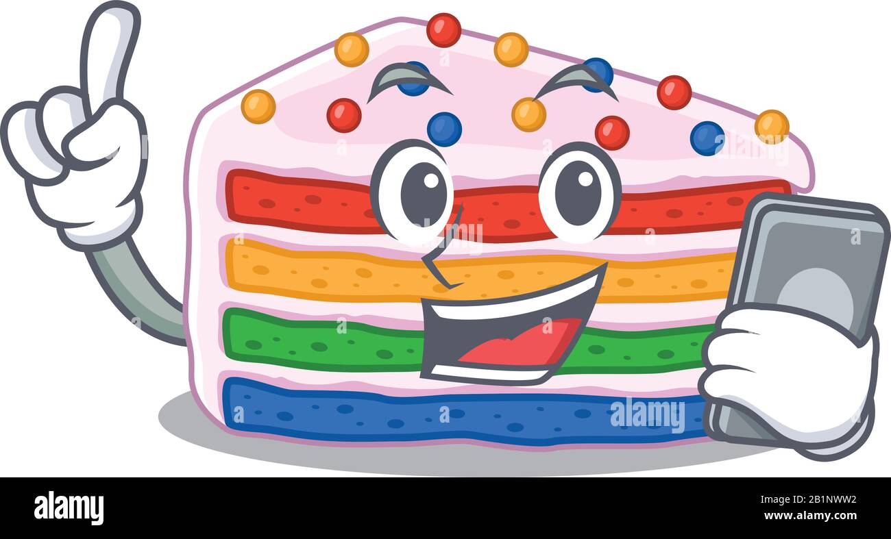 Rainbow cake Cartoon design style speaking on a phone Stock Vector ...