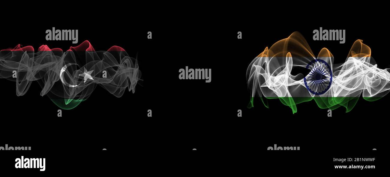 Flags of Libya and India on Black background, Libya vs India Smoke ...