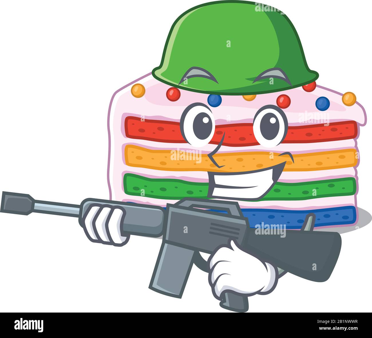 A cute picture of rainbow cake Army with machine gun Stock Vector Image ...