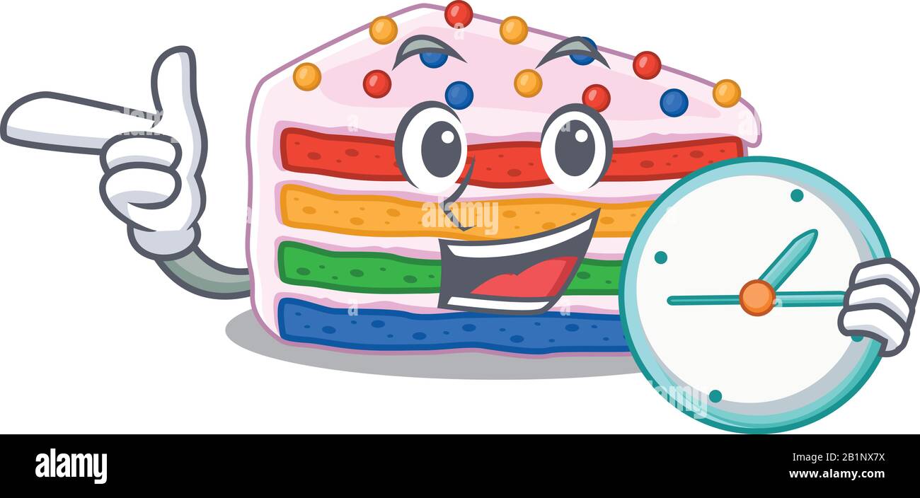 cartoon character concept rainbow cake having clock Stock Vector Image ...
