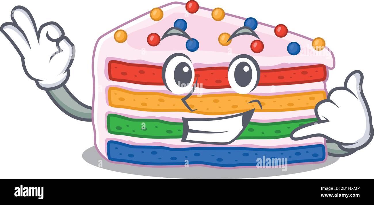 Call me funny rainbow cake cartoon character concept Stock Vector Image ...