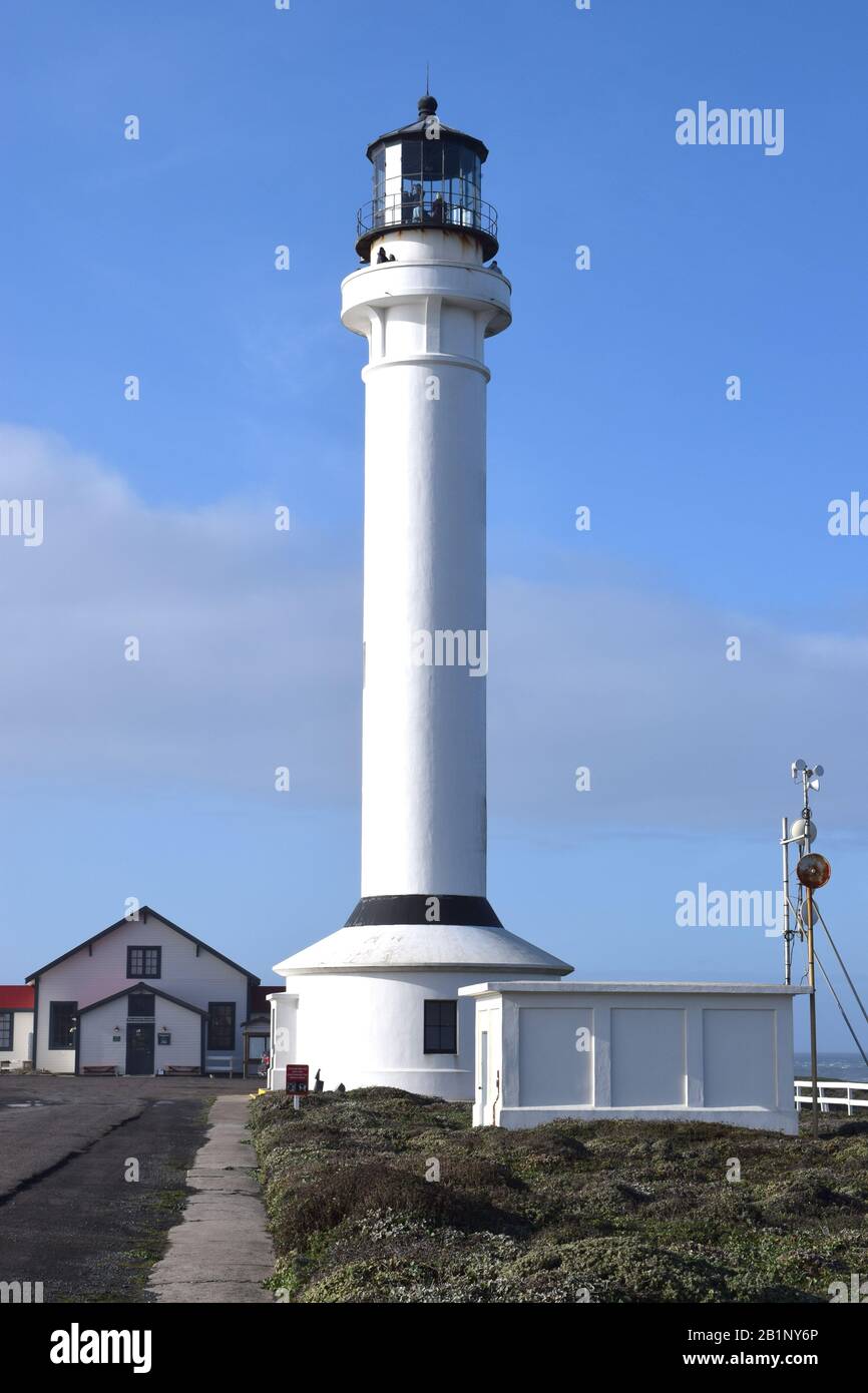 Views of the Point Arena Lighthouse in California, rebuilt 1908, and ...