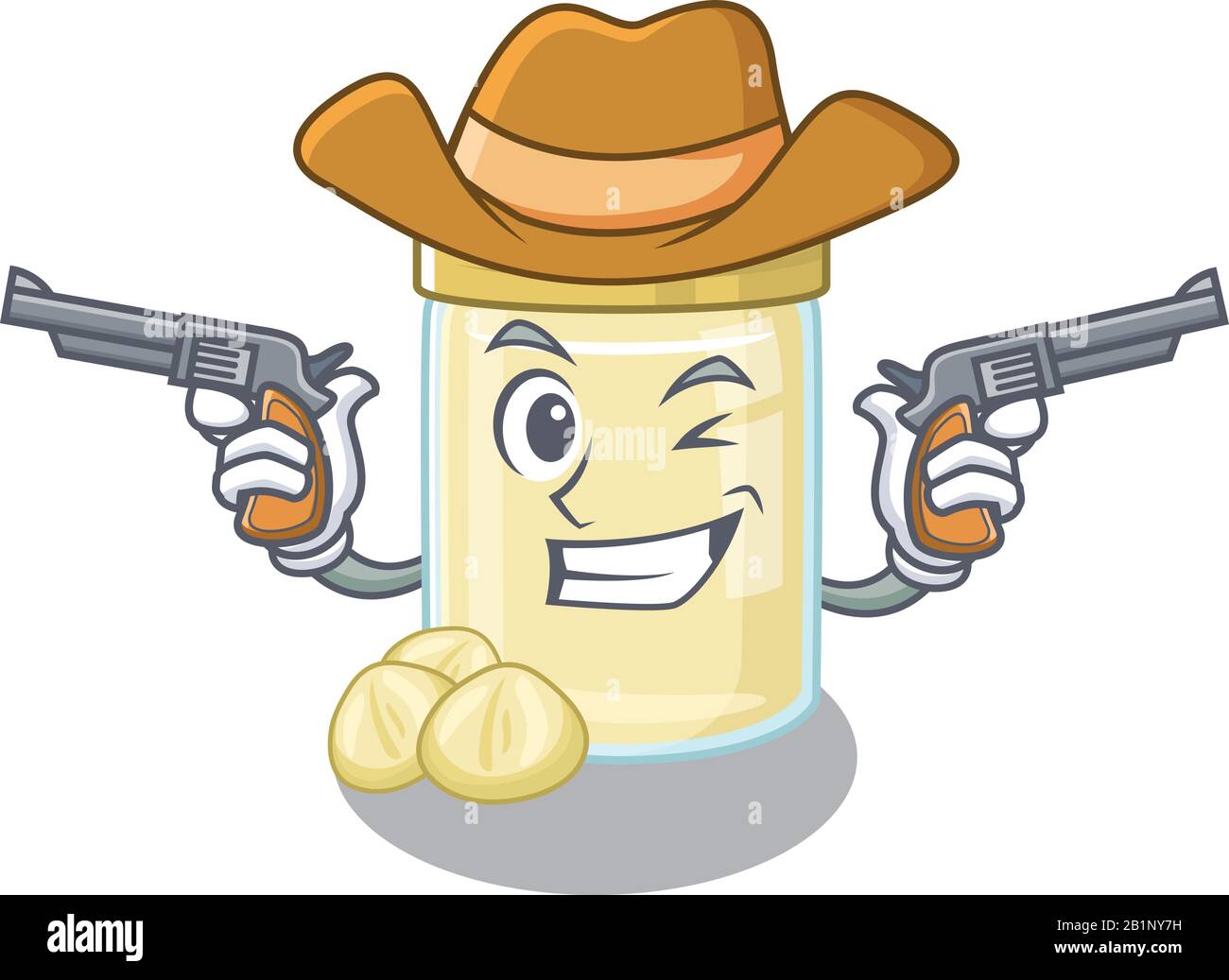 Macadamia nut butter Cowboy cartoon concept having guns Stock Vector ...