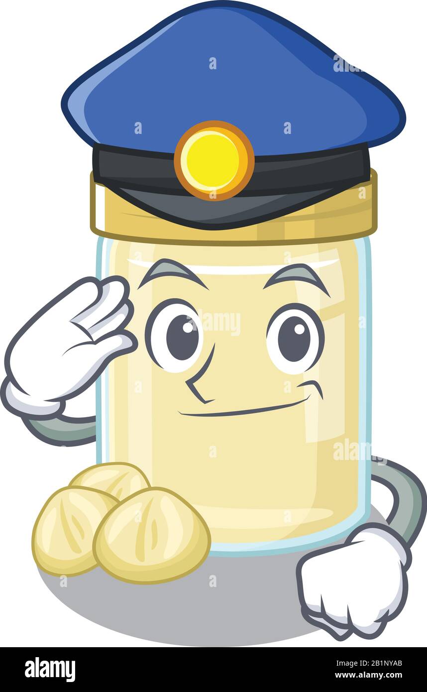 A manly macadamia nut butter Cartoon concept working as a Police ...