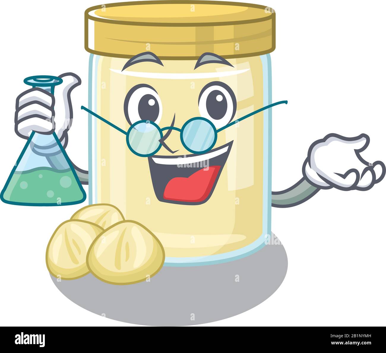 Cool macadamia nut butter Professor cartoon character with glass tube ...