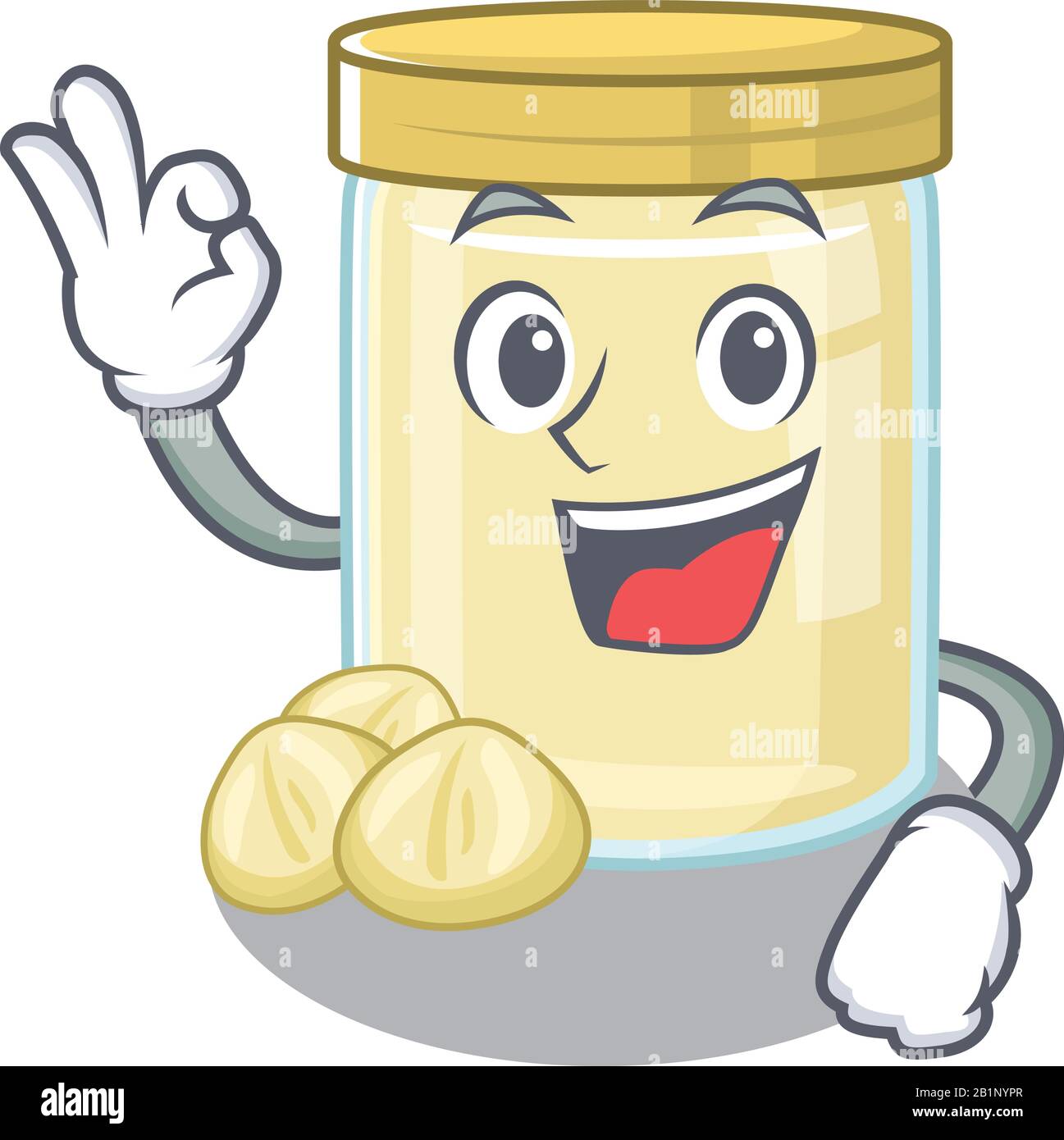 A funny picture of macadamia nut butter making an Okay gesture Stock ...