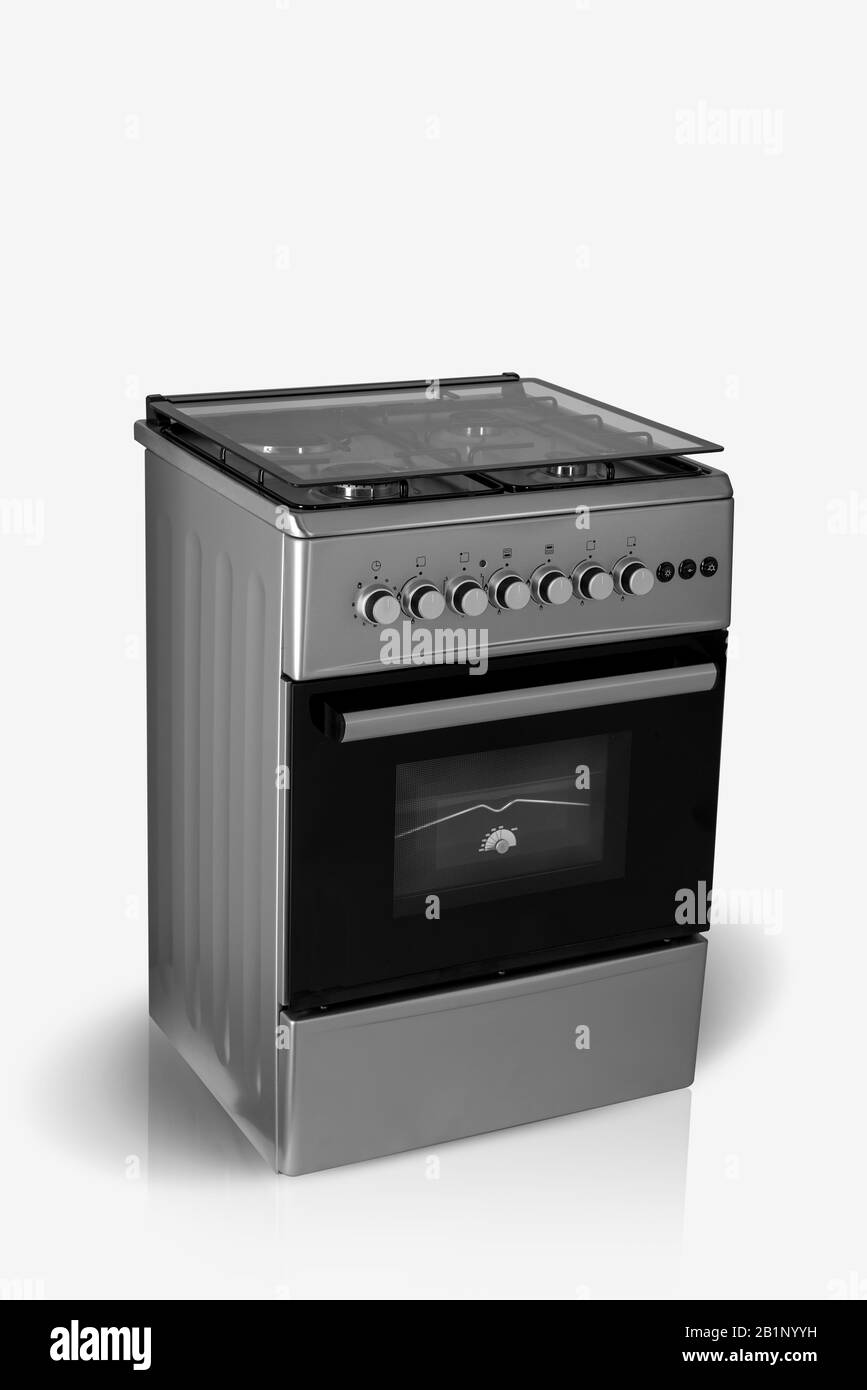 modern household kitchen oven on a white background Stock Photo - Alamy