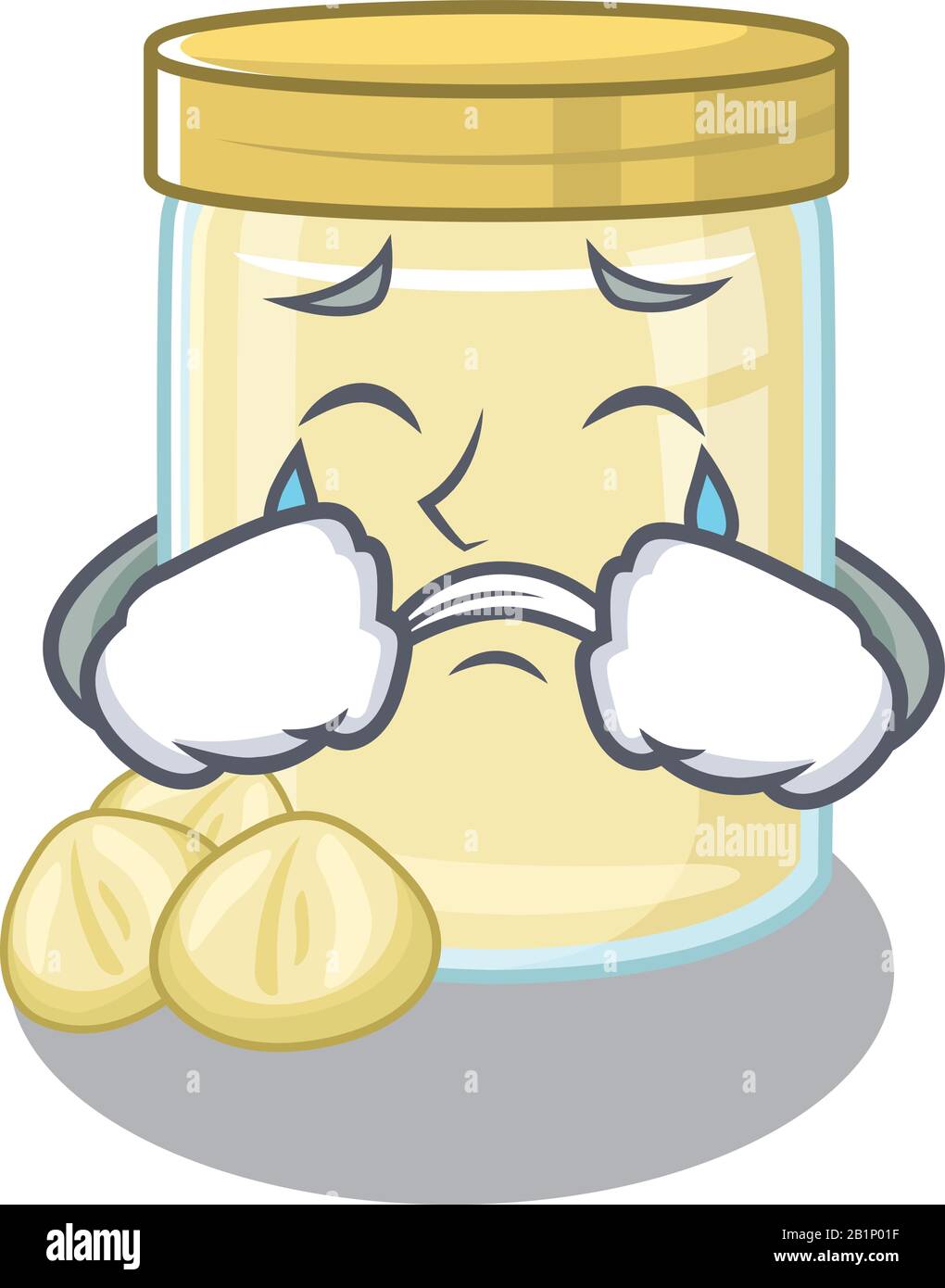 Macadamia nut butter cartoon character concept with a sad face Stock ...