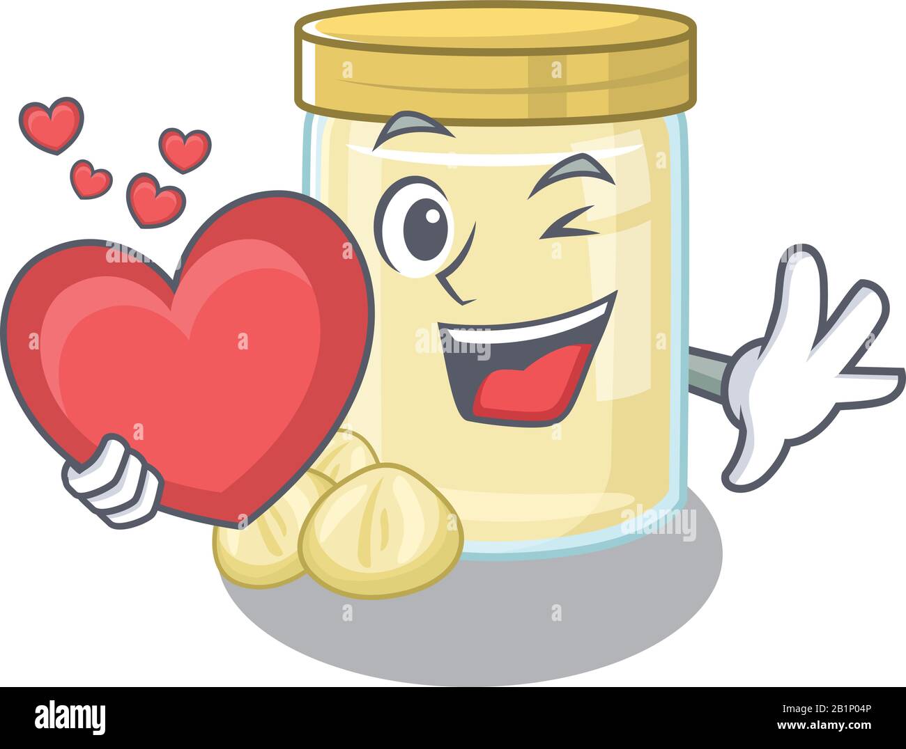Romantic macadamia nut butter cartoon picture holding a heart Stock ...