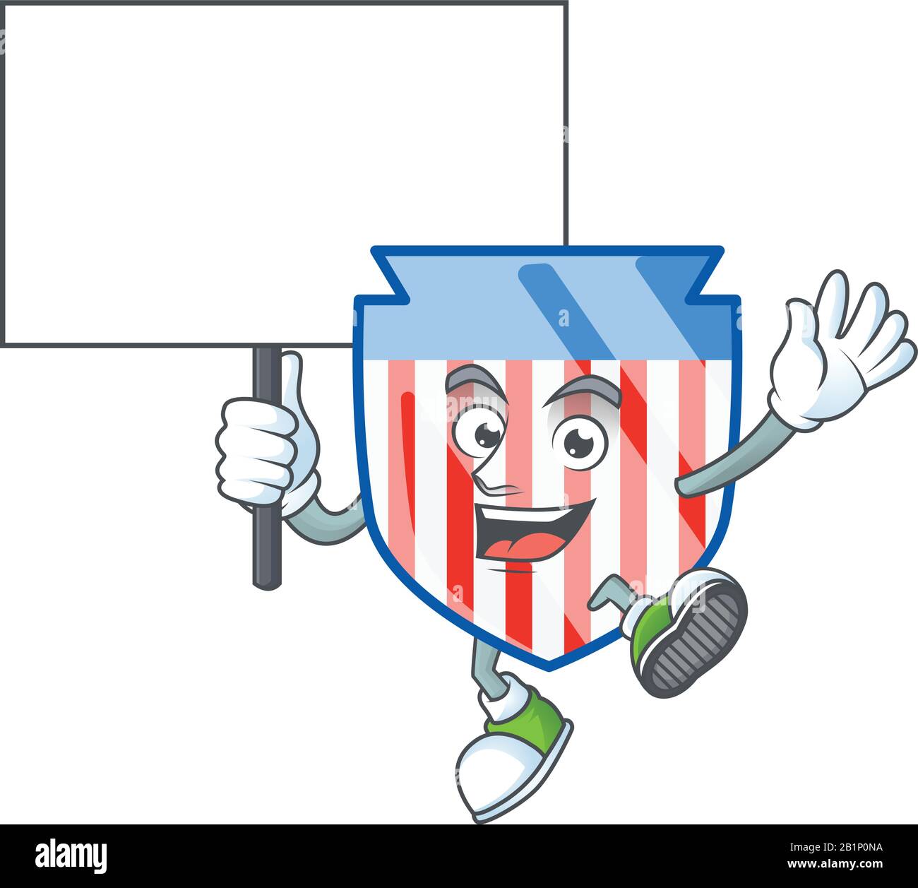 A picture of USA stripes shield cartoon character with board Stock ...
