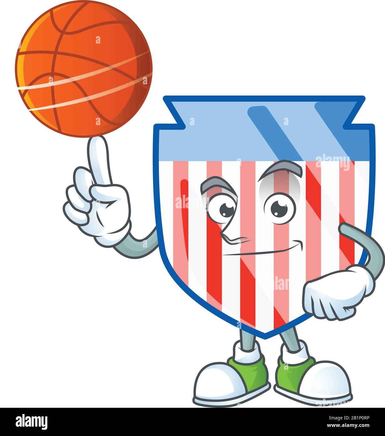 a strong USA stripes shield cartoon character with a basketball Stock ...