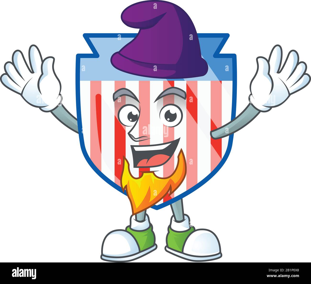 Cute USA stripes shield mascot icon performed as an Elf on the stage ...