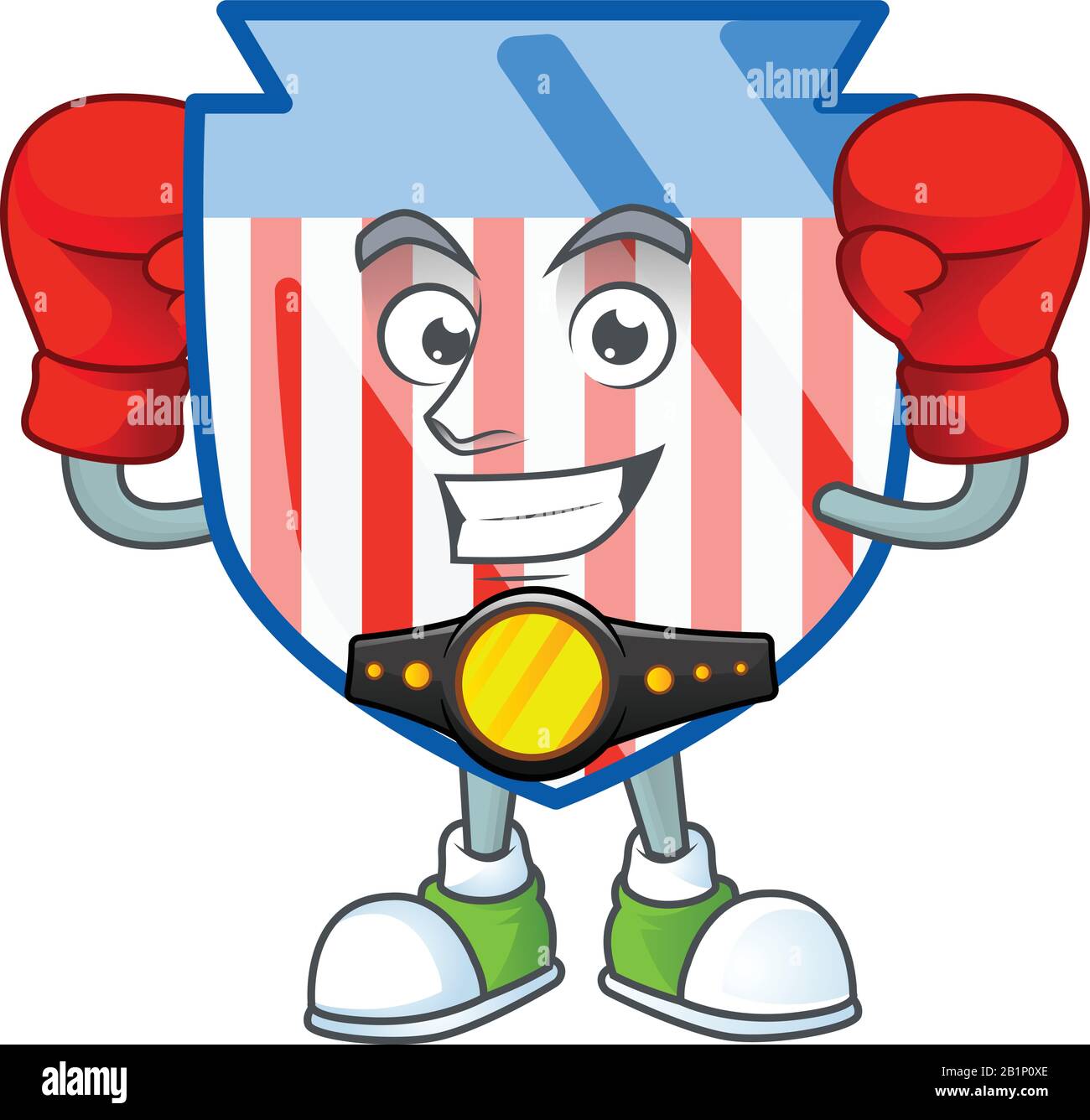 A sporty Boxing USA stripes shield cartoon character design style Stock ...