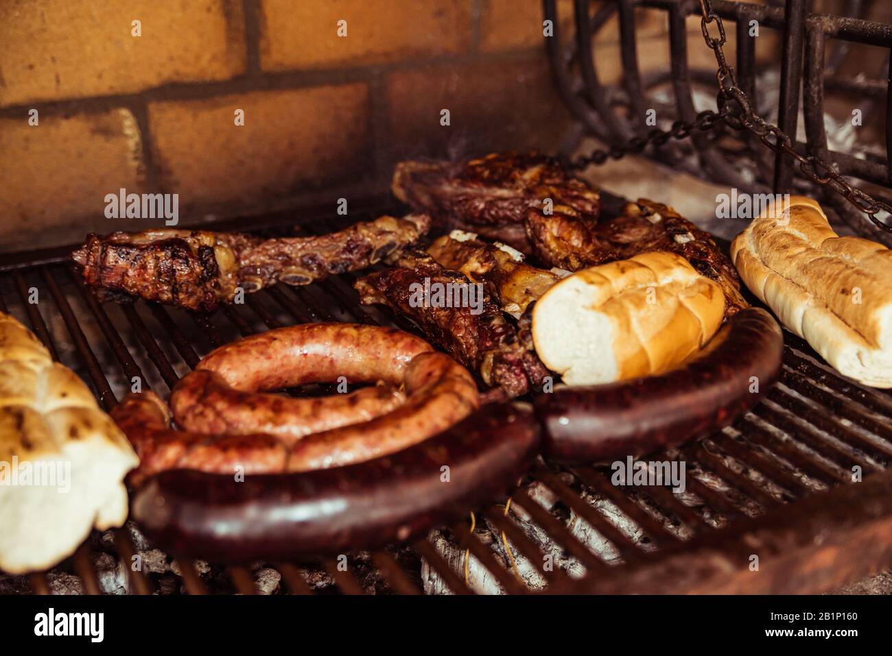 "Parrillada" Argentine barbecue make on live coal (no flame), beef ...