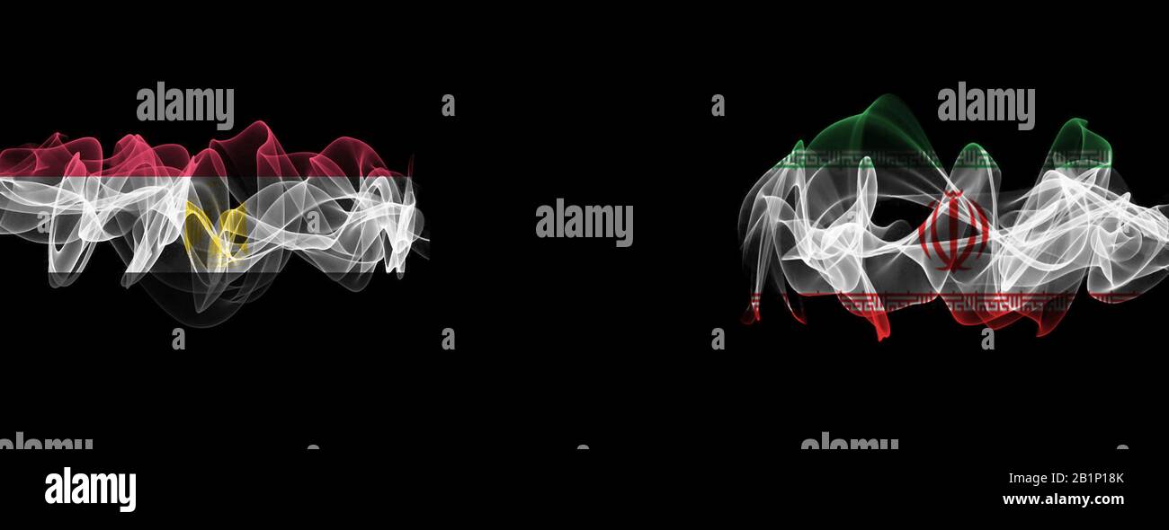 Flags of Egypt and Iran on Black background, Egypt vs Iran Smoke Flags ...
