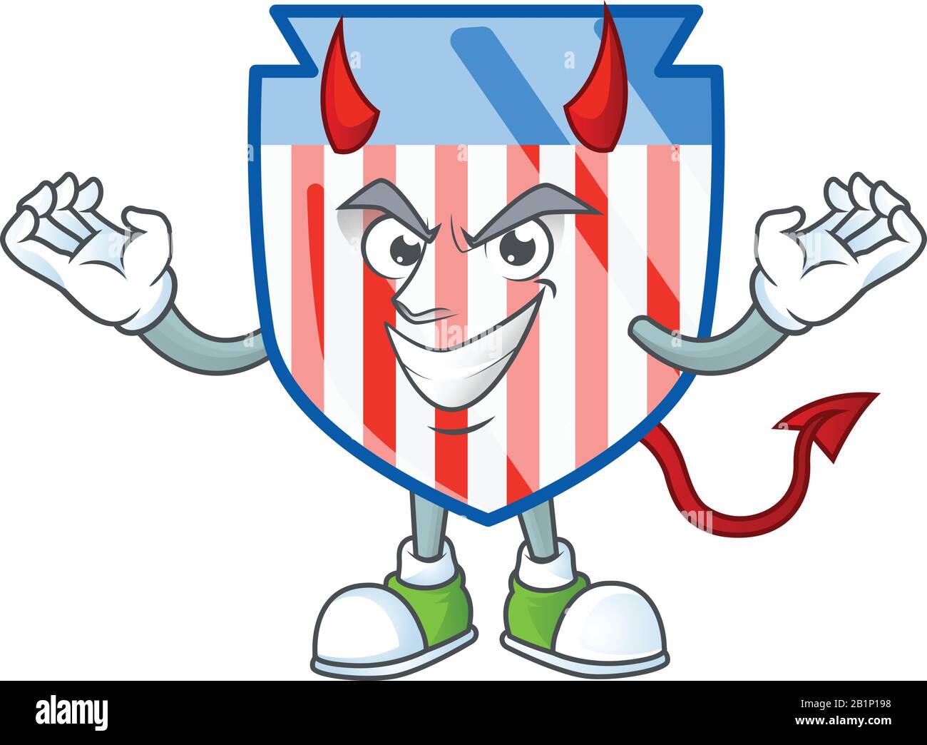 A cruel devil USA stripes shield Cartoon character design Stock Vector ...