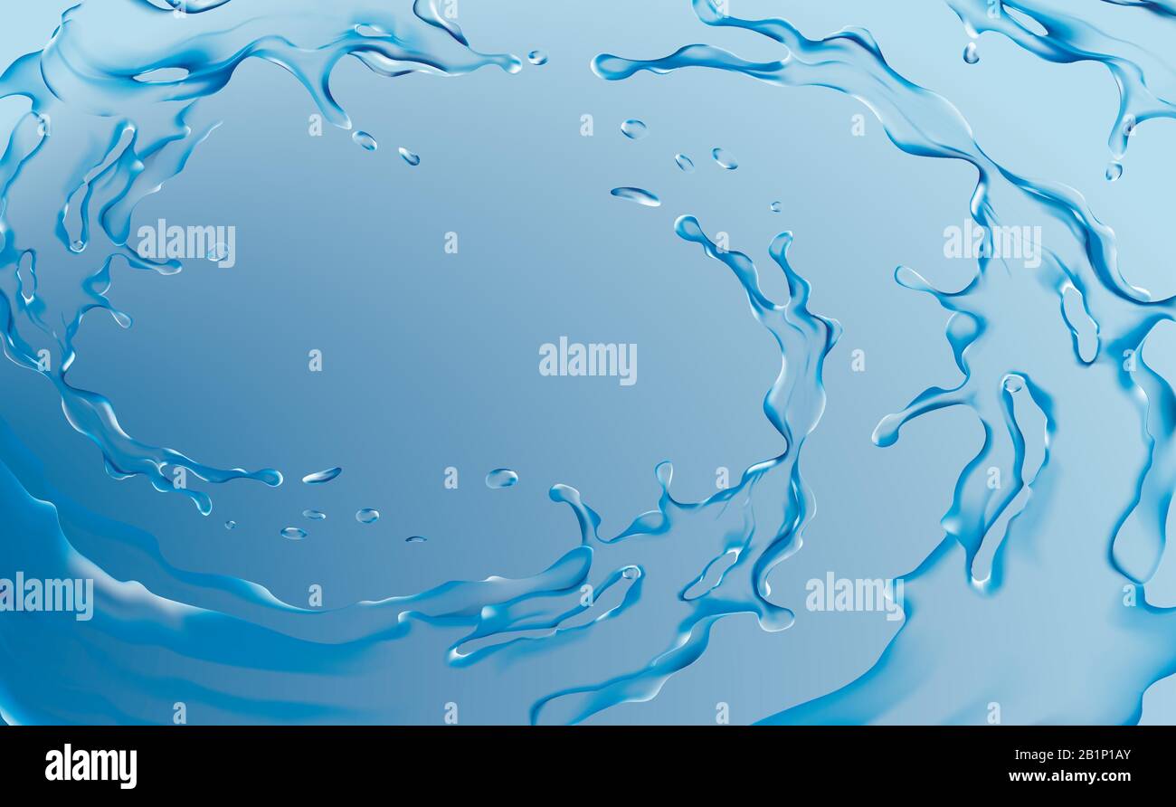 Illustration of a background with water splashes. The circulation of ...