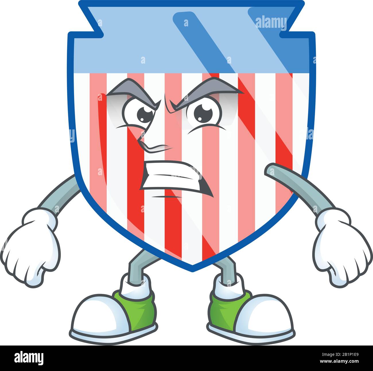cartoon character of USA stripes shield with angry face Stock Vector ...