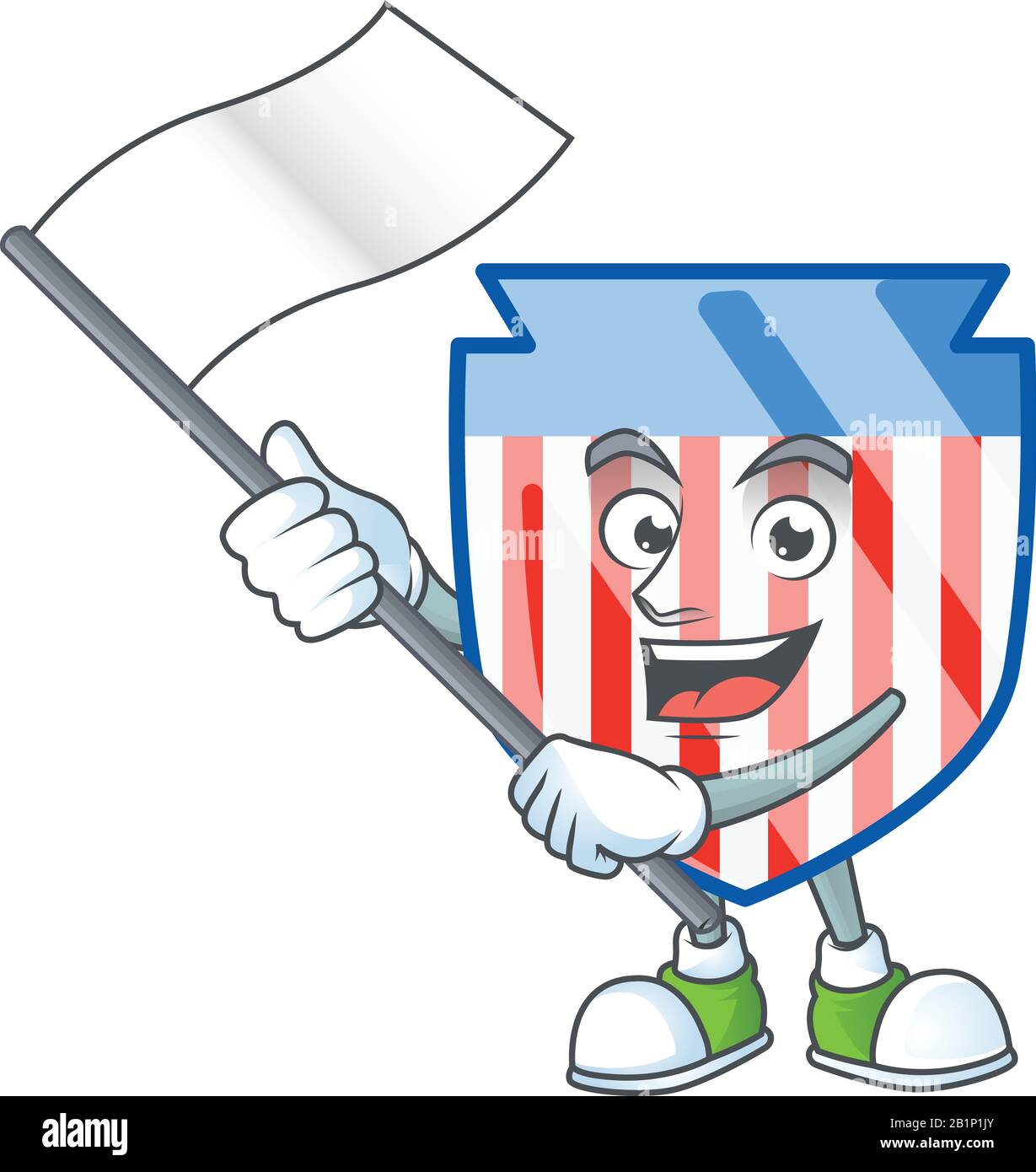 Funny USA stripes shield cartoon character design with a flag Stock ...