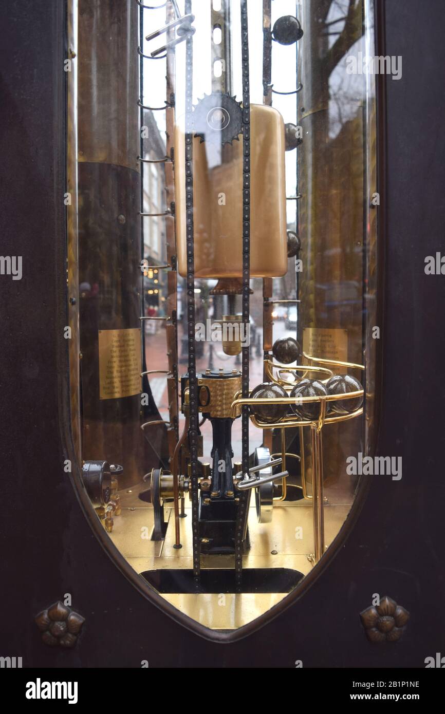 Gastown steam clock in Vancouver, British Columbia, showing interior ...