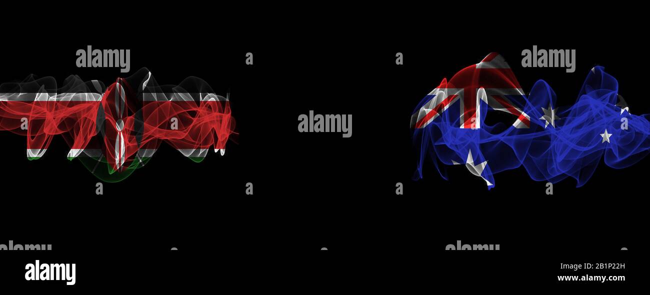 Flags of Kenya and Australia on Black background, Kenya vs Australia ...