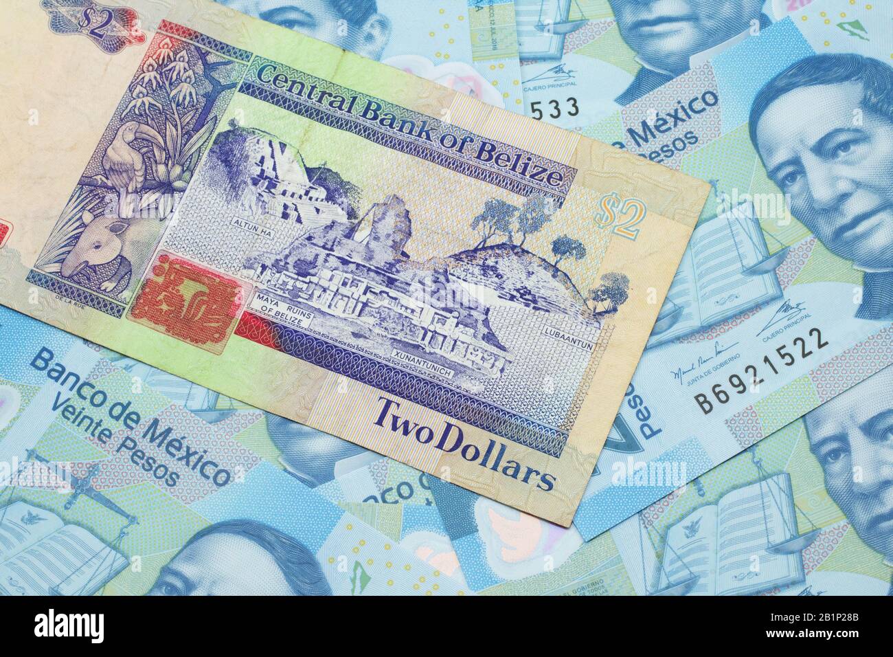Belize two dollar note belizean hi-res stock photography and images - Alamy