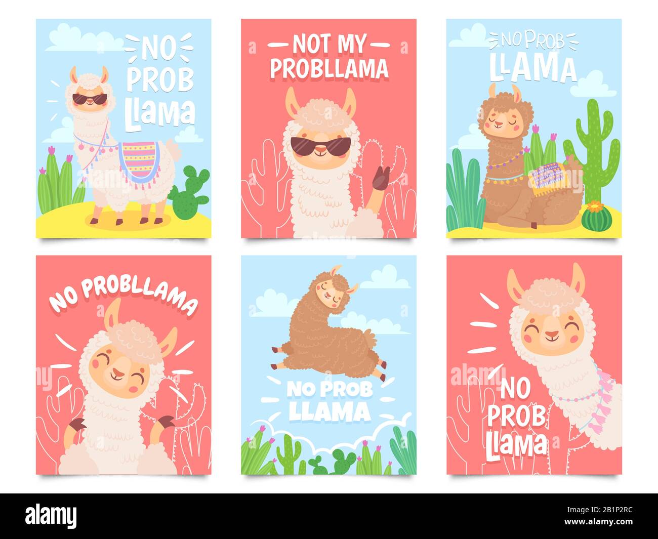 No prob llama posters. Cute llamas have no problems greeting cards ...
