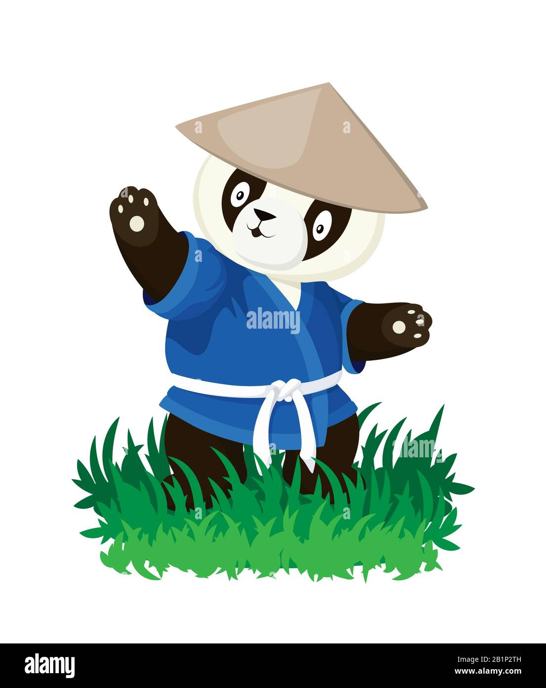 China panda in blue kimono. Cartoon style isolated image on white ...