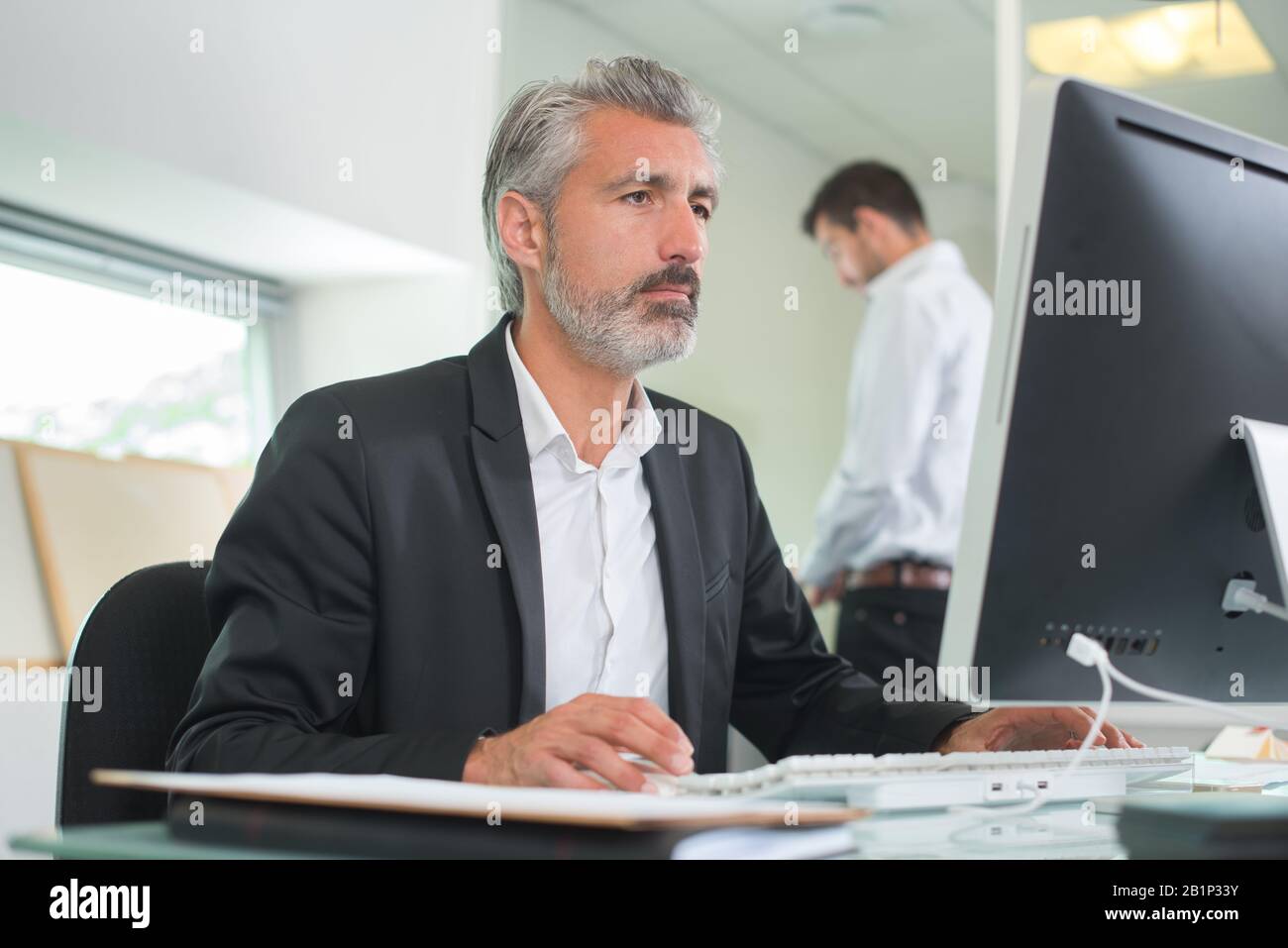 a businessman computer work concept Stock Photo - Alamy