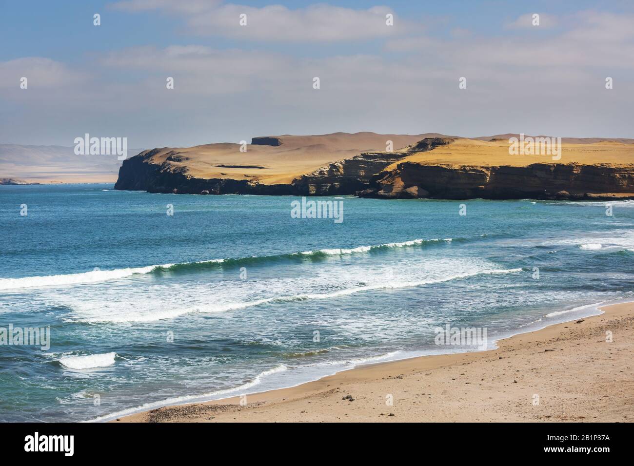 Deserted coastline landscapes in Pacific ocean, Peru, South America ...