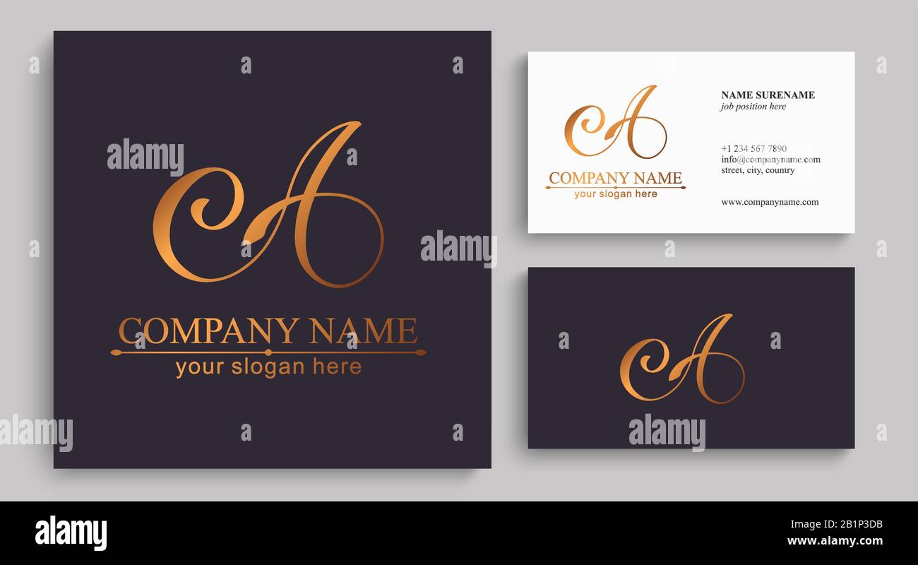 A letter monogram. Elegant luxury logo. Calligraphic style. Corporate ...