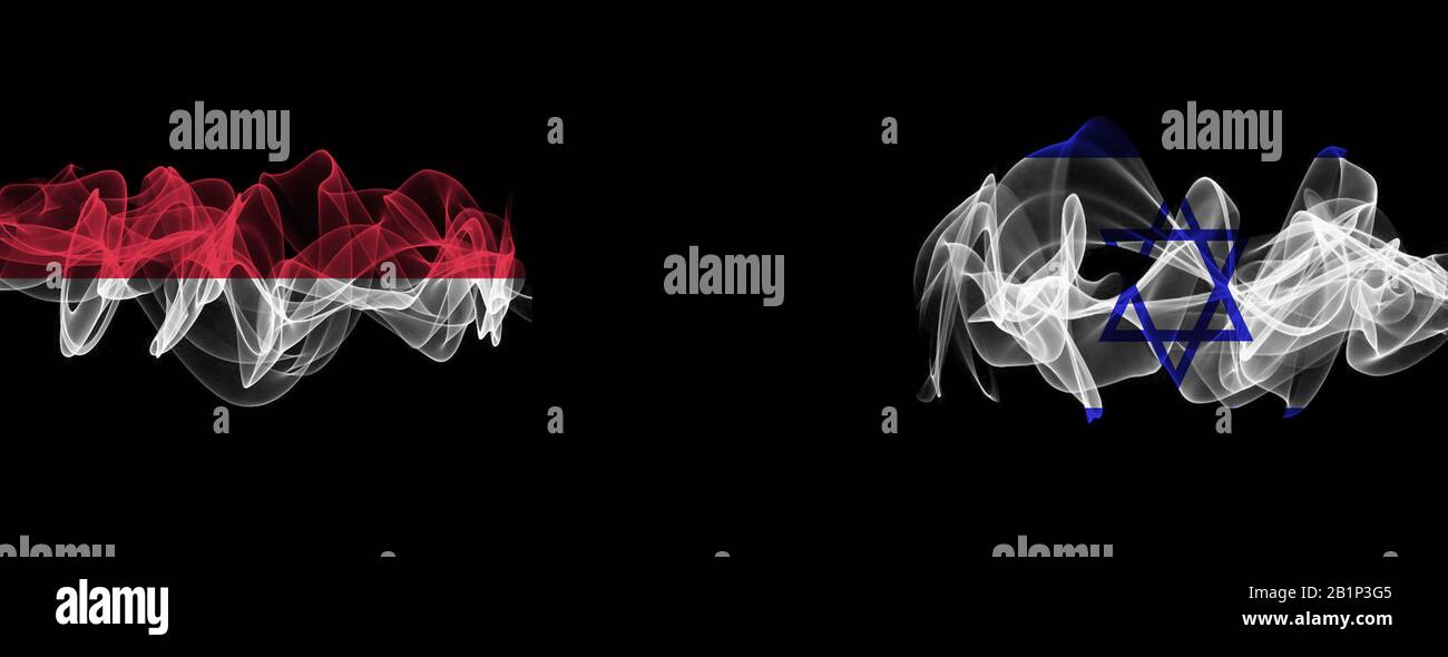Flags of Indonesia and Israel on Black background, Indonesia vs Israel ...