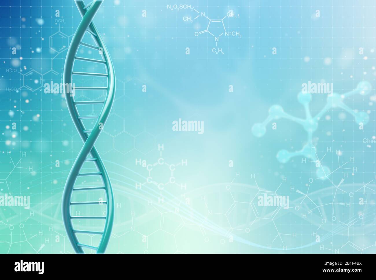 Concept of biochemistry with dna molecule on color background. Science ...