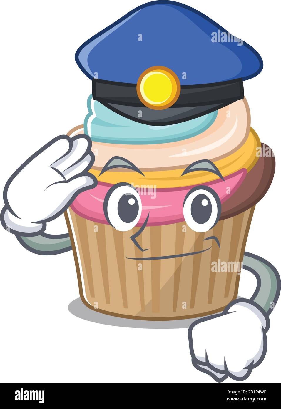 A manly rainbow cupcake Cartoon concept working as a Police officer ...