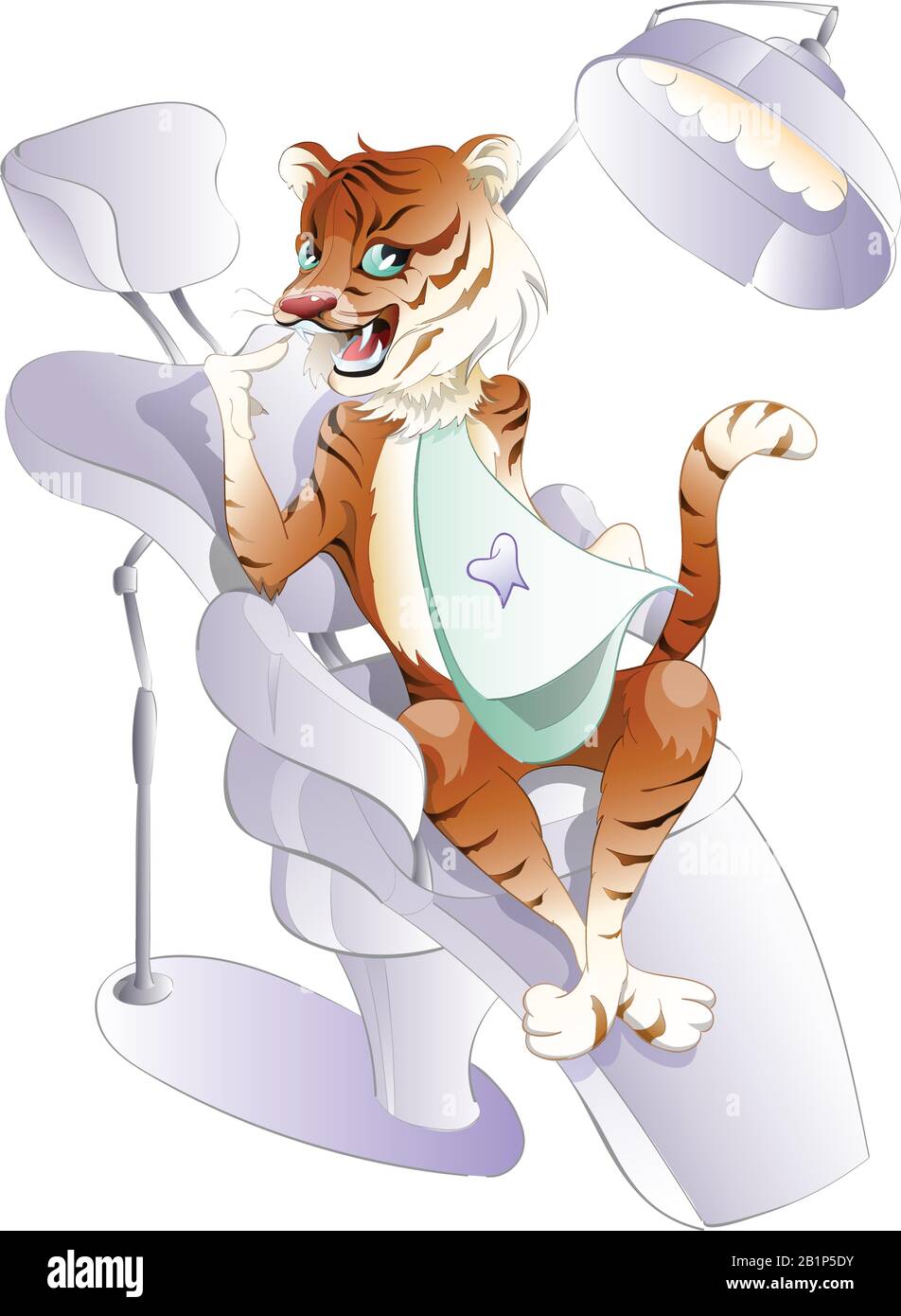 Adorable Tiger shows off his healthy teeth after treatment. Vector ...