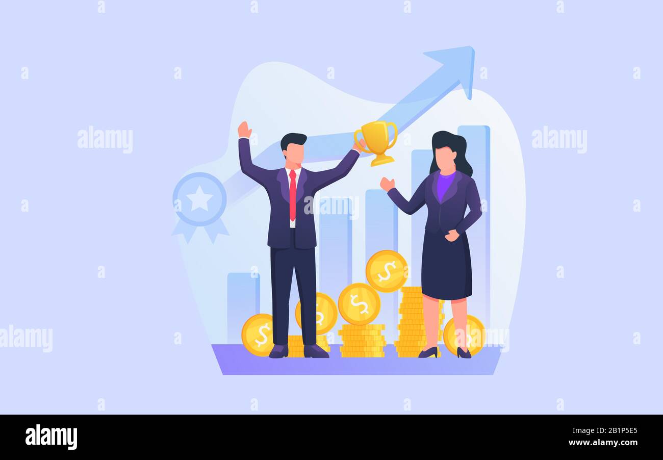 business success award with man receive award from team for financial ...