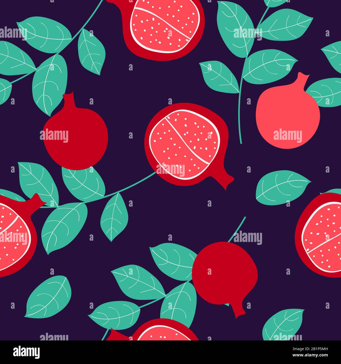 Seamless pattern with pomegranate fruits background. Vector ...