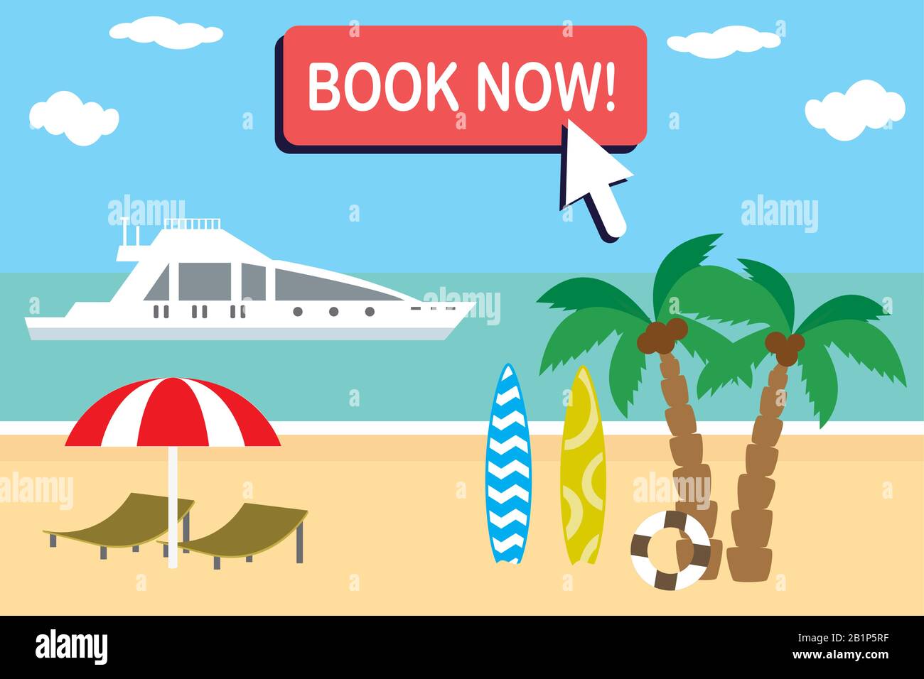 Cartoon travel banner template,tropical beach and summer trip,button ...