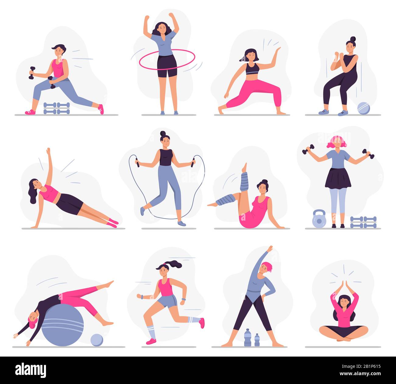 Woman sport activities. Beautiful young woman do fitness activities ...