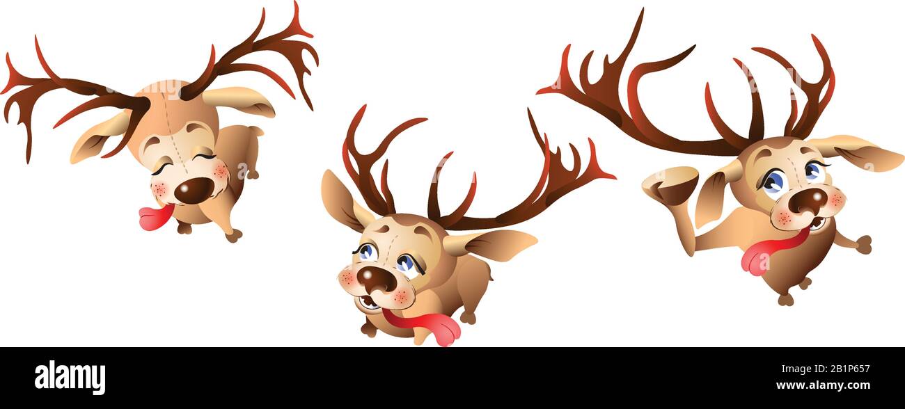 Happy reindeer preparing for the new year and Christmas. Illustration ...