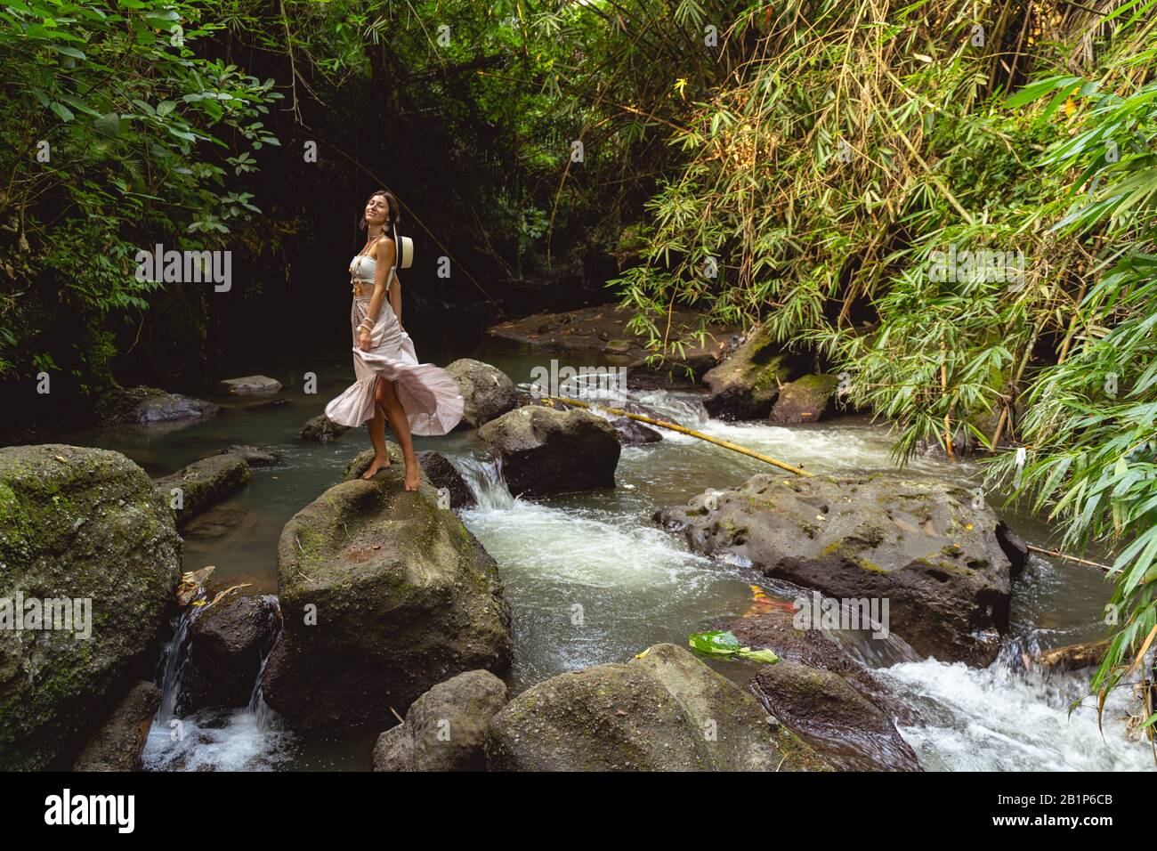 Young asian woman waterfall hi-res stock photography and images - Alamy