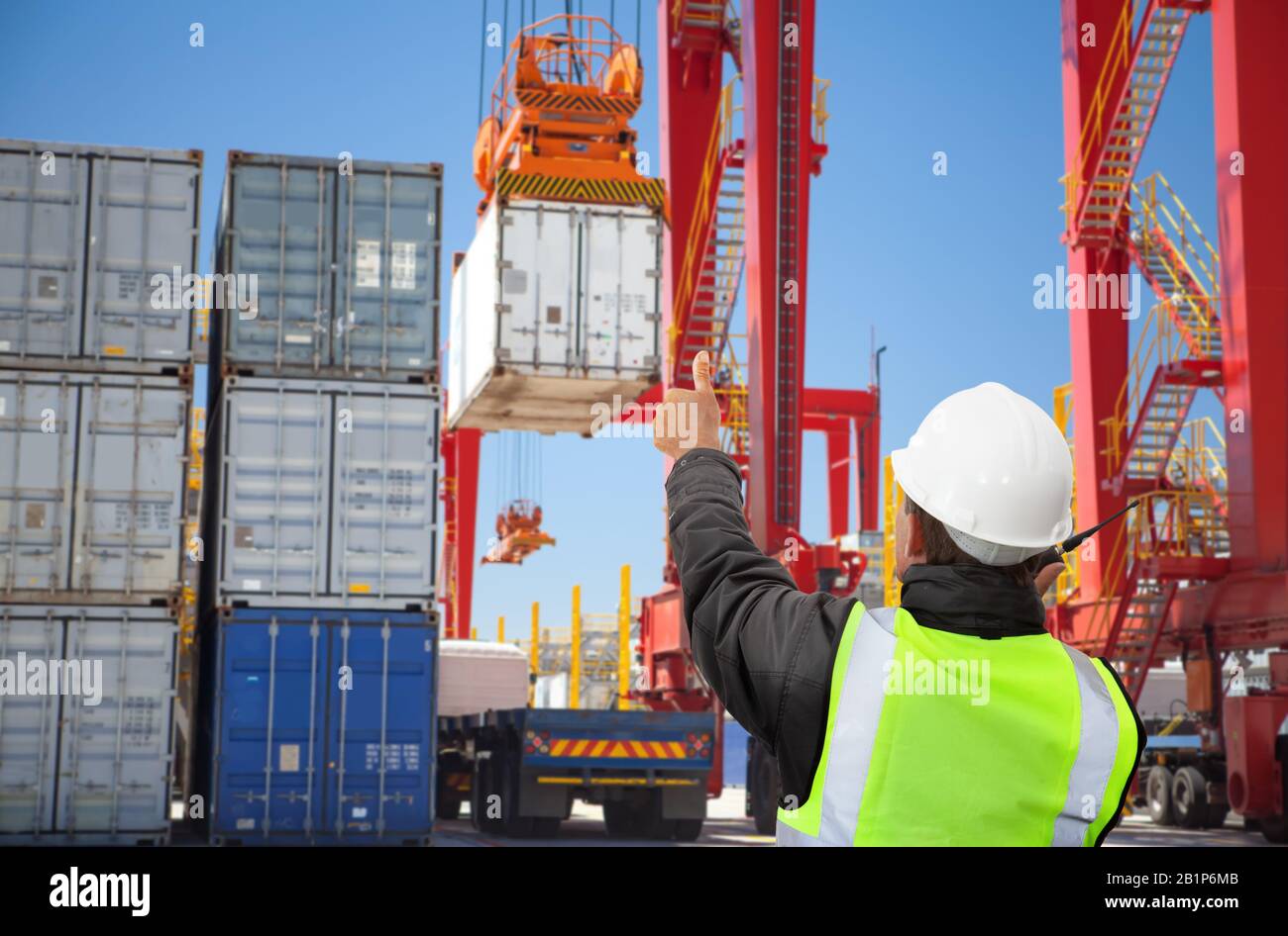forwarding manager at container terminal controlling loading Stock ...