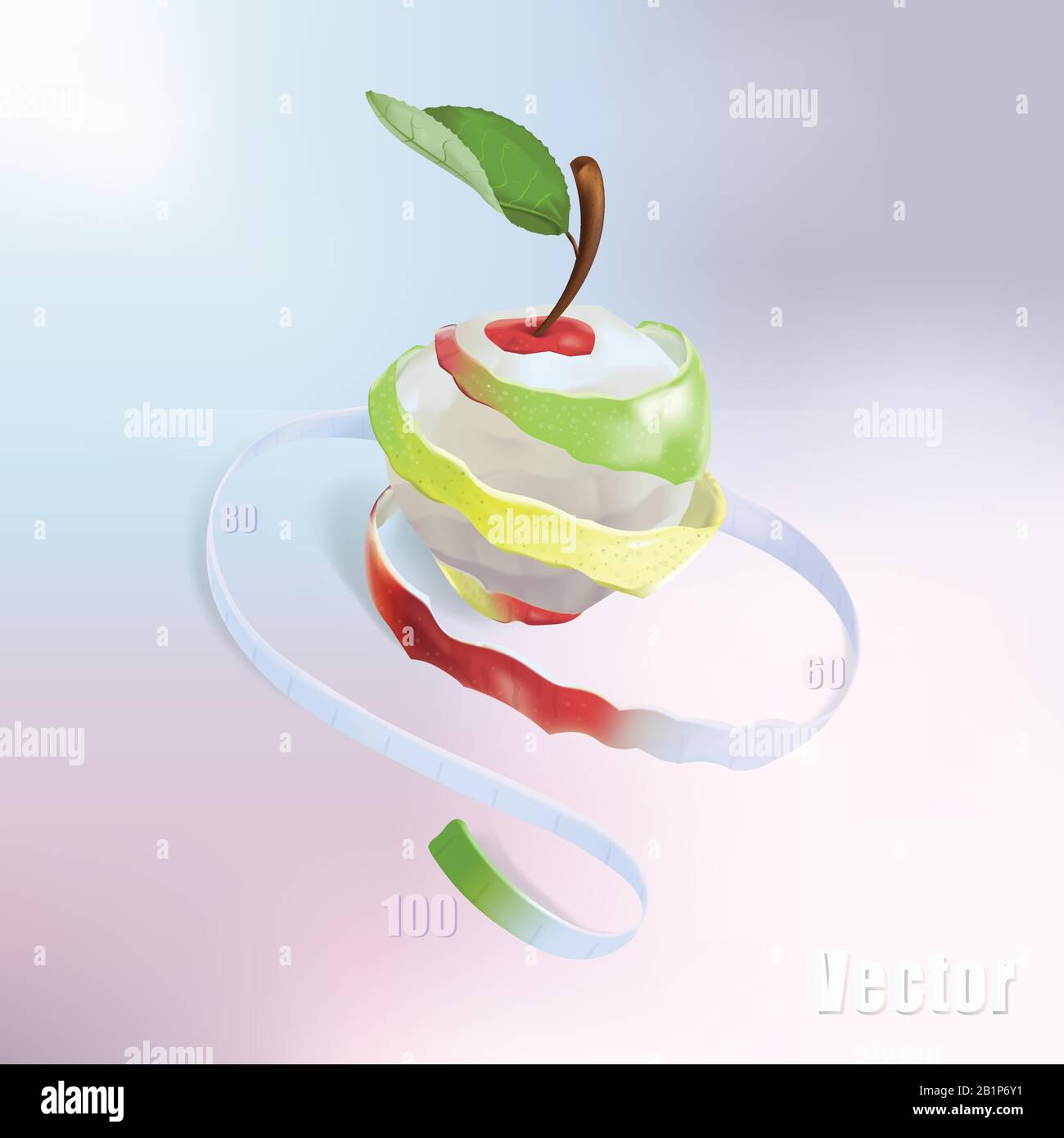 Diet weight loss apple Stock Vector Images - Alamy