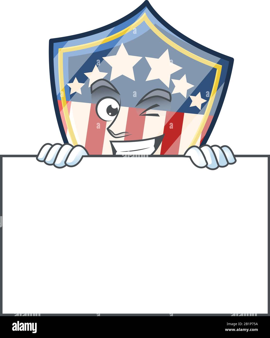 Vintage shield badges USA cartoon character with funny face hides ...